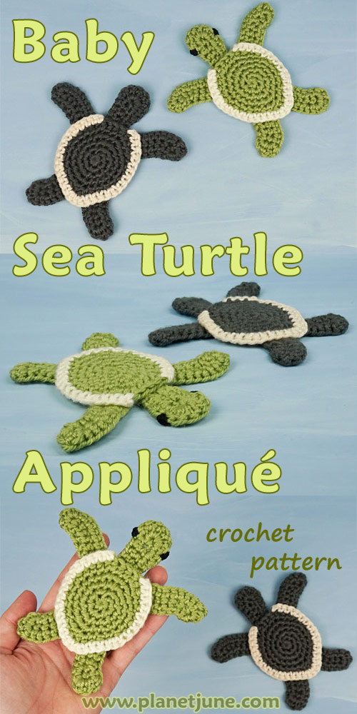 Baby Sea Turtle Applique crochet pattern - PlanetJune by June Gilbank: Blog